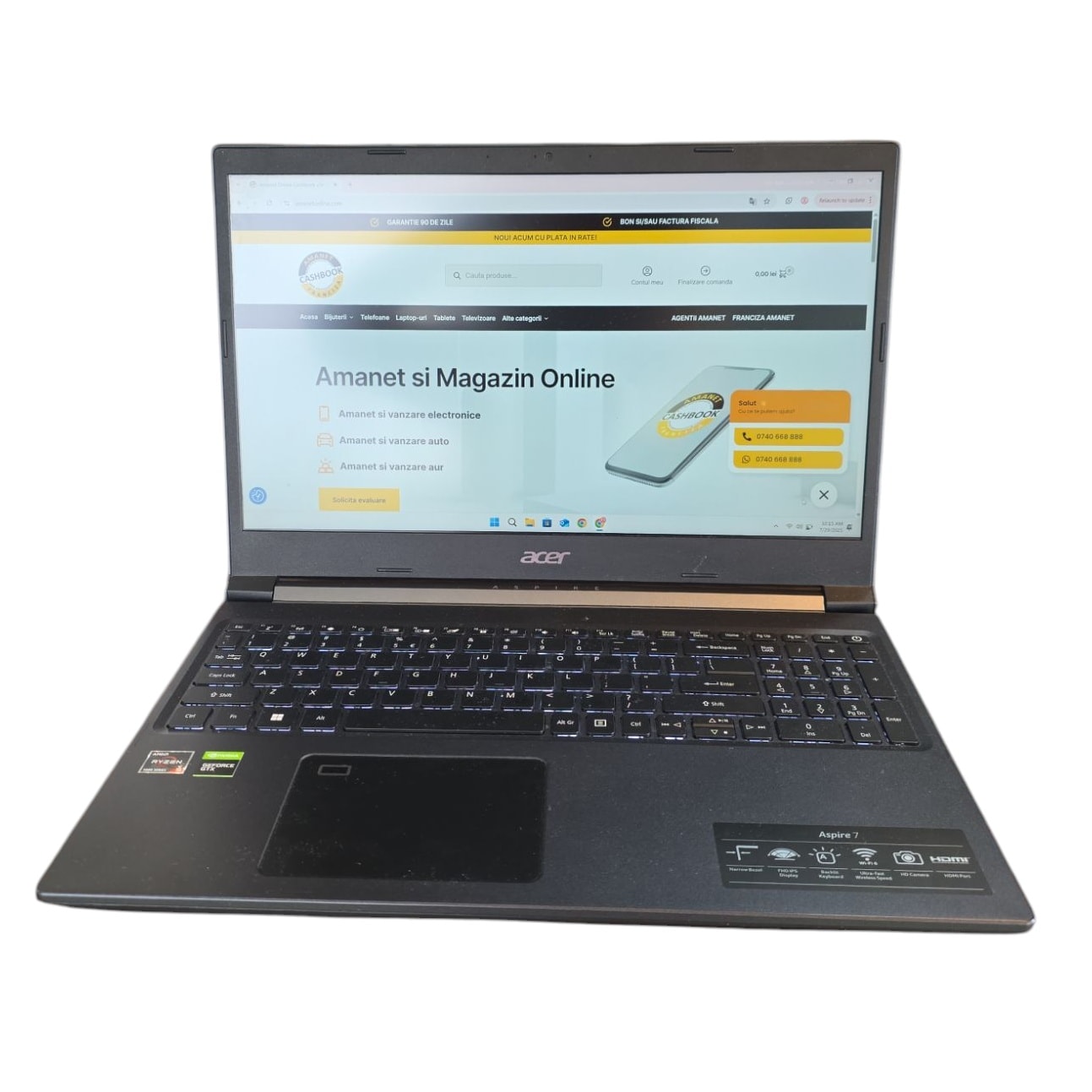 Laptop, Acer, ASPIRE 7 -N19C5, Amd Ryzen 5 5500u, 16 GB, Amd Radeon ...
