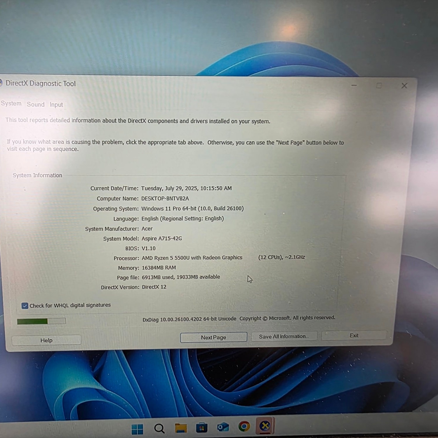 Laptop, Acer, ASPIRE 7 -N19C5, Amd Ryzen 5 5500u, 16 GB, Amd Radeon ...